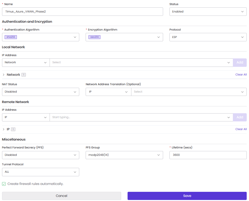 Secure Policy-Based IPsec Connectivity Between Timus and Azure Virtual ...